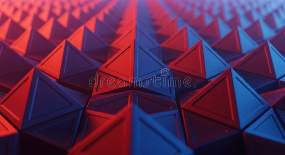 Abstract Geometric Red and Blue Triangle Pattern Stock Illustration ...