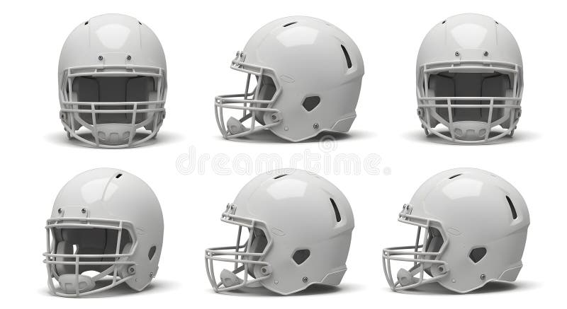 White Football Helmet Multiple Angles on White Stock Illustration ...