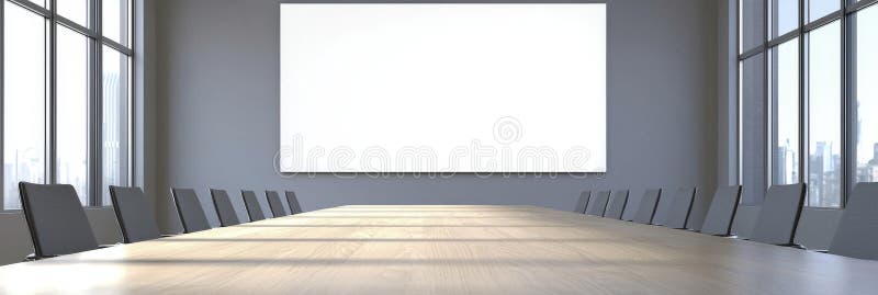 Sleek Conference Room with Panoramic Views Stock Illustration ...