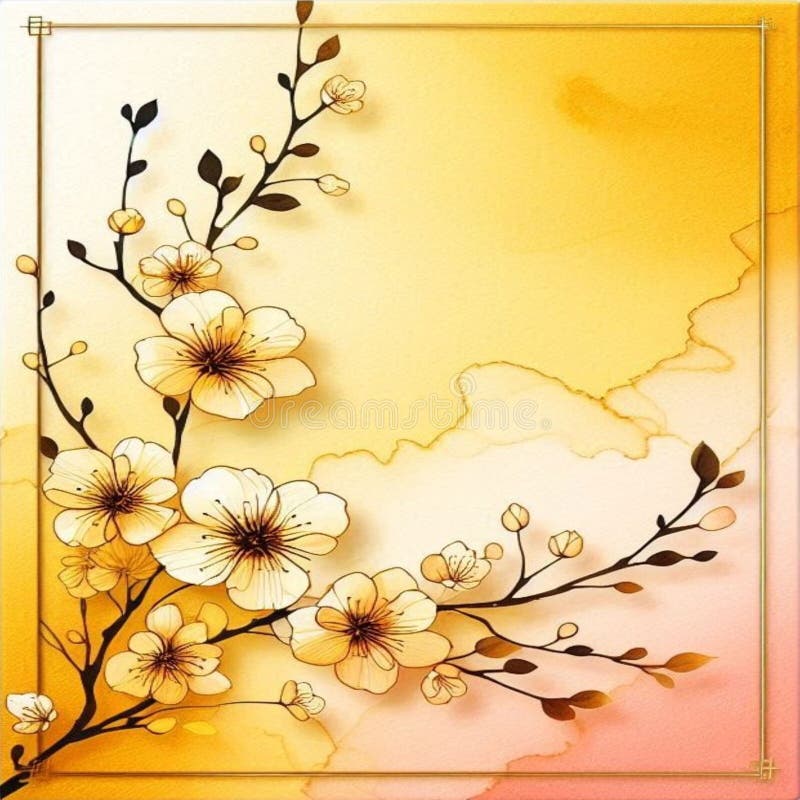 Elegant Golden Floral Invitation Card Design with Yellow To White ...