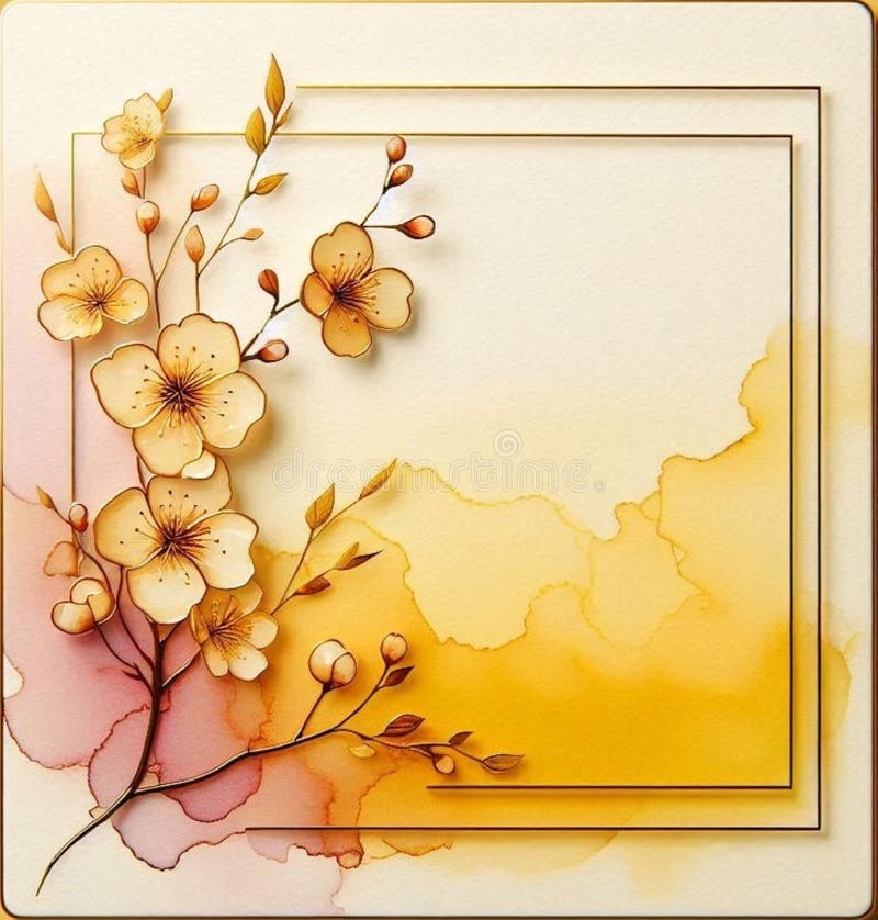 Elegant Golden Floral Invitation Card Design with Yellow To White ...