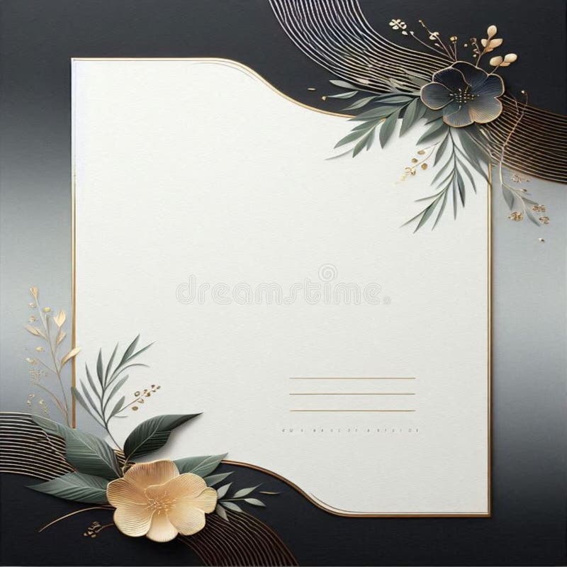 Elegant Floral Invitation Card Design on Dark Background Stock ...