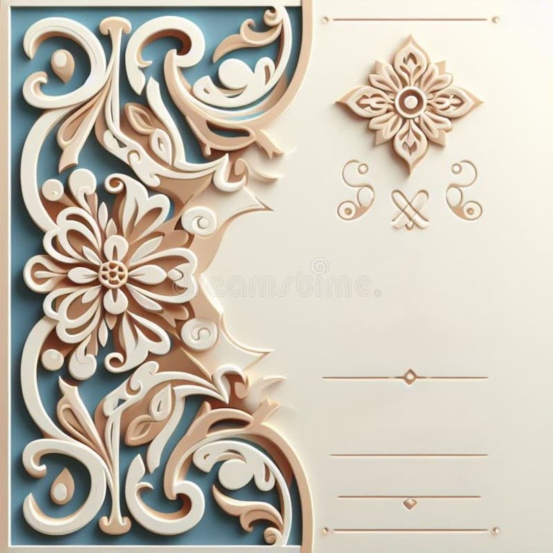 Elegant Floral Embossed Wedding Invitation Card Design Stock ...