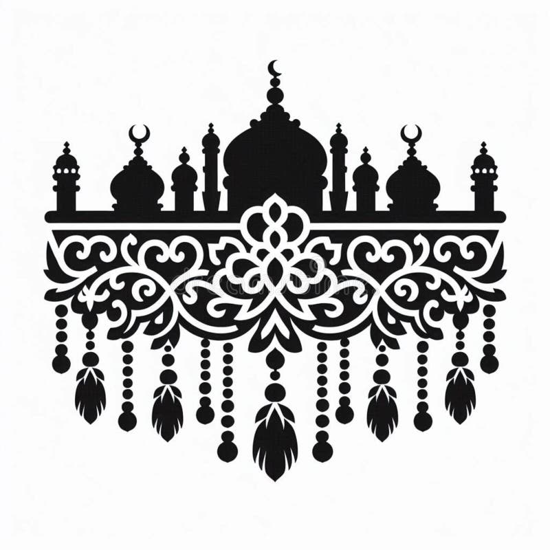 Intricate Islamic Calligraphy and Architecture Silhouette Stock ...