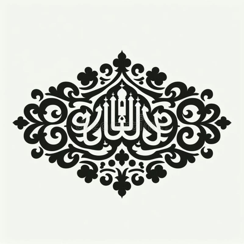 Intricate Islamic Calligraphy and Architecture Silhouette Stock ...