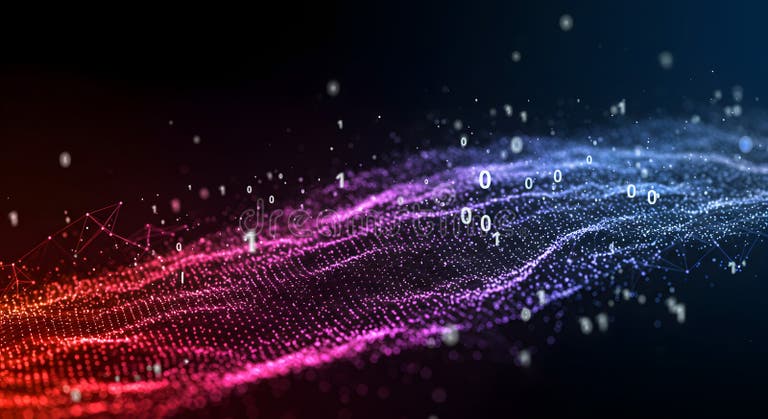 Digital Data Stream: Binary Code Visualization Stock Illustration - Illustration of stage, text ...