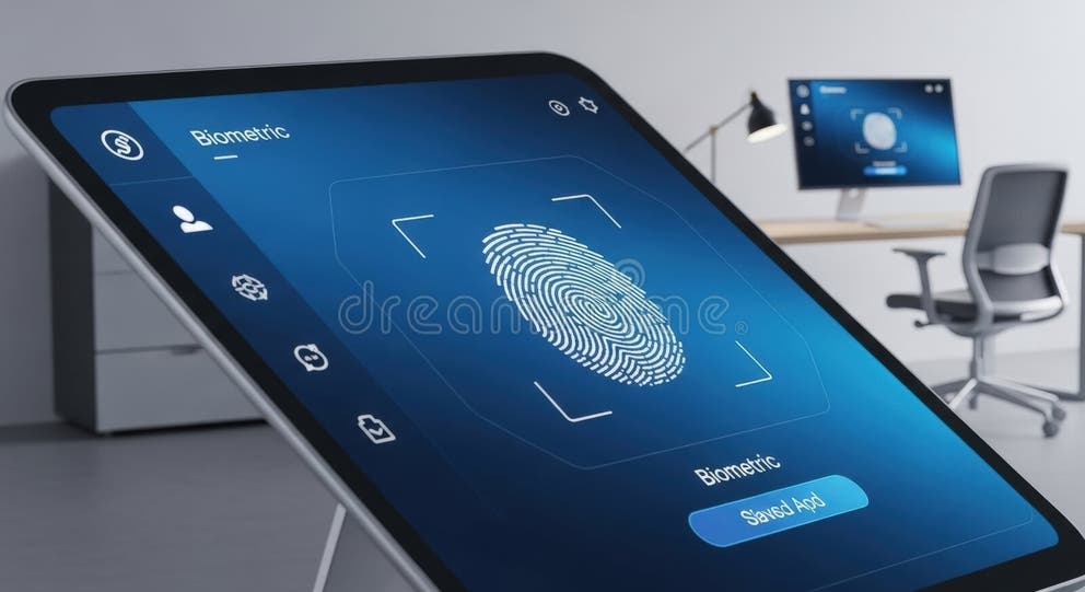 Biometric Authentication on Tablet Device Display Stock Illustration ...