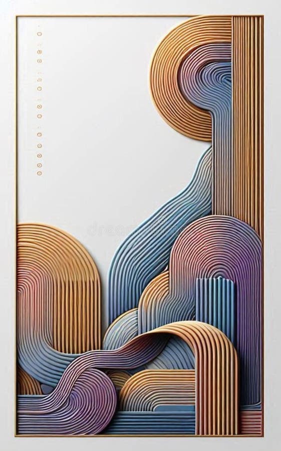 Abstract Layered Paper Artwork with Colorful Wavy Patterns Stock ...