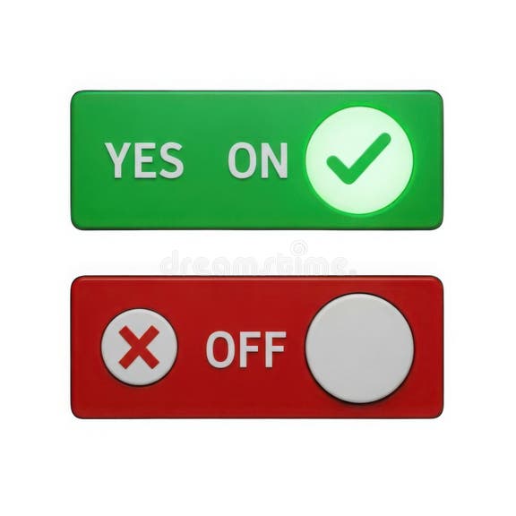 Face Toggle Buttons One Labeled Yes on with a Green Checkmark and the ...