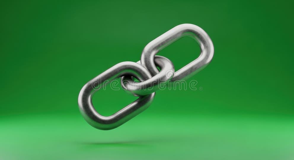 Interlocked Metal Chain Links on Green Background Stock Illustration ...