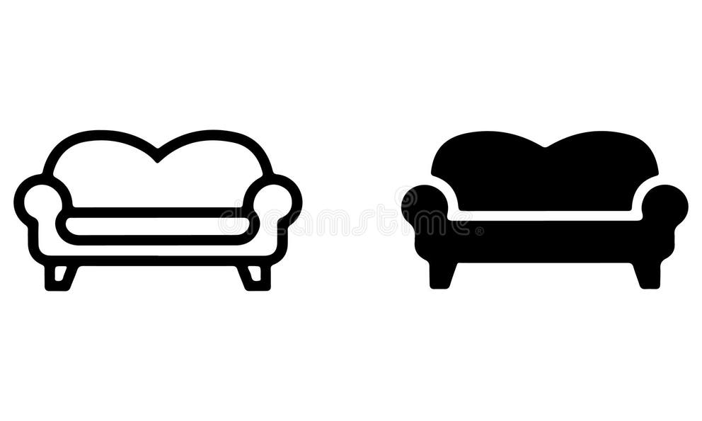 Simple Outline and Solid Couch Icon Set for Design Stock Vector ...