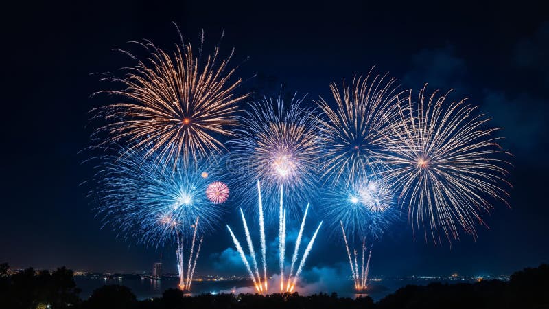 Fireworks Above Blank Canvas Stock Illustration - Illustration of ...