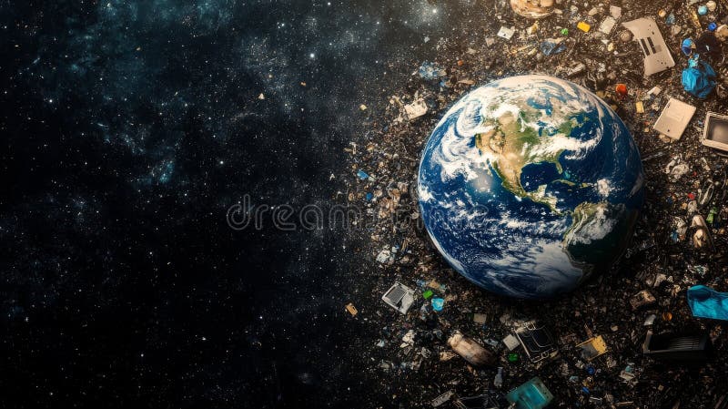 The Image Displays Various Bits of Orbital Debris Orbiting the Earth ...
