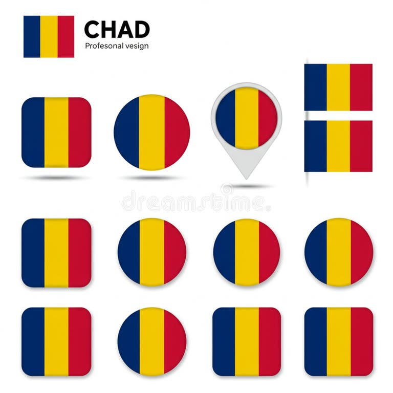 The Image Displays Various Representations of the Flag of Chad ...
