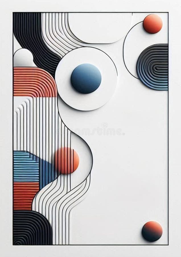 Abstract Geometric Shapes and Lines Artwork in Pastel Tones Stock ...