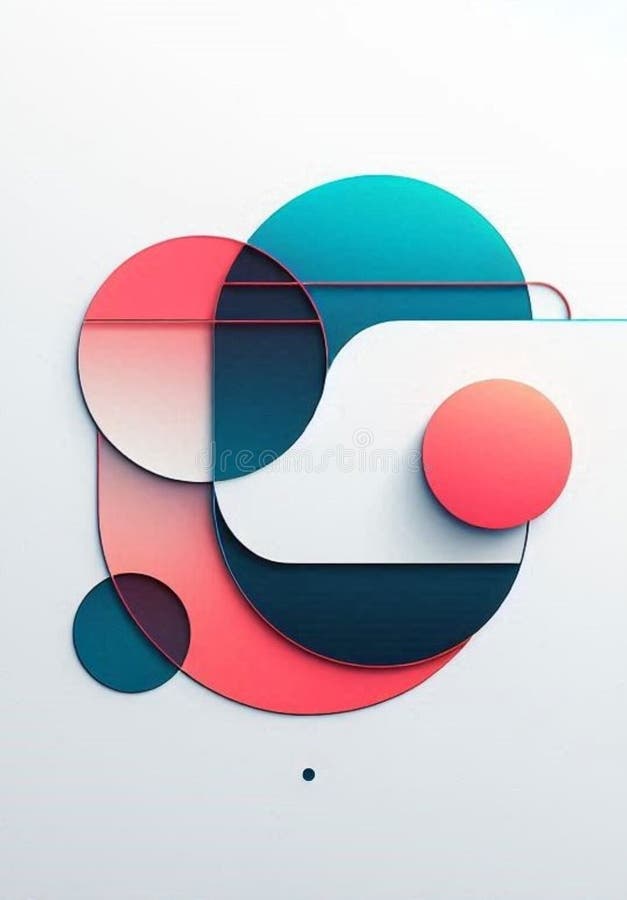 Abstract Geometric Shapes and Lines Artwork in Pastel Tones Stock ...