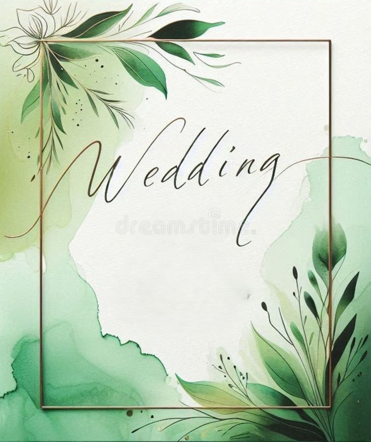 Elegant Watercolor Invitation Card Template with Green Hues Stock ...