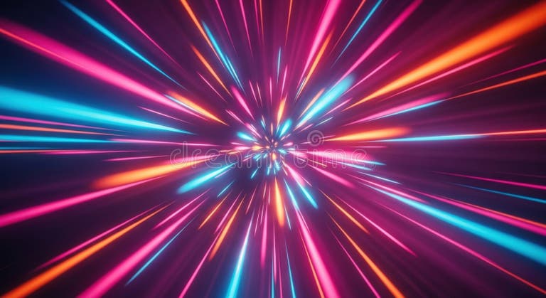 Neon Light Speed Burst with Vibrant Colors Stock Illustration ...