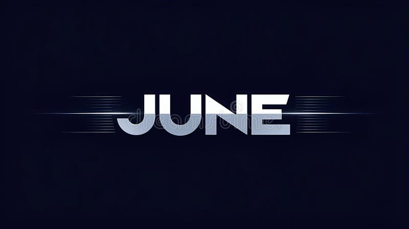 Metallic Gradient Text Spelling June with Motion Blur Effect Against a ...