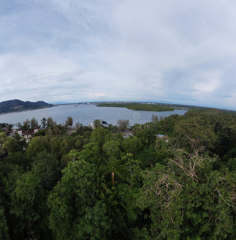 Distance Aerial View of the Coastal Town. Stock Photo - Image of ...