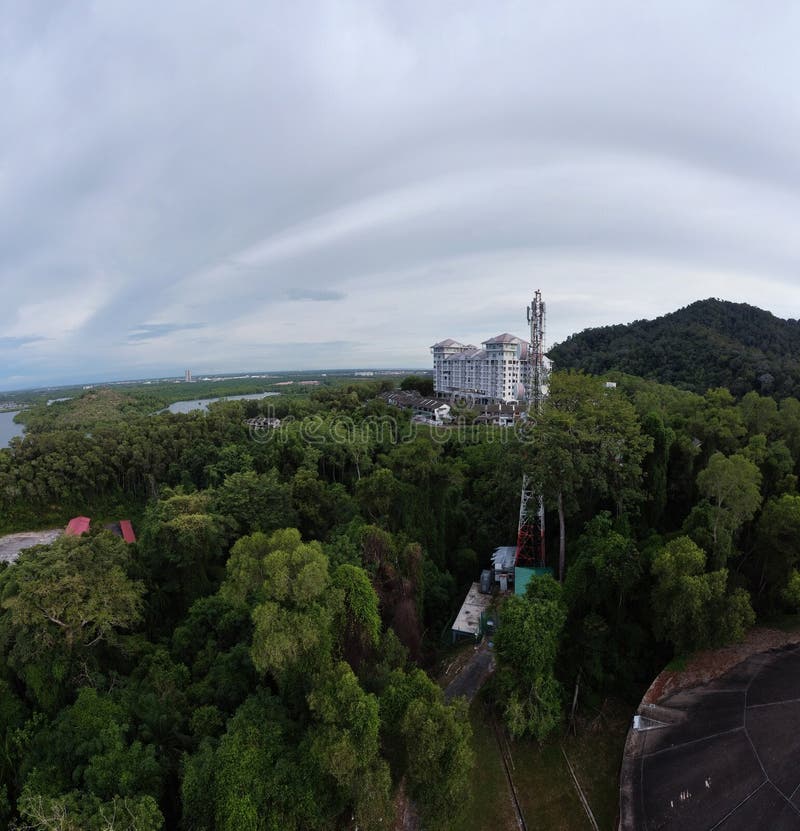 Distance Aerial View of the Coastal Town. Stock Image - Image of ...