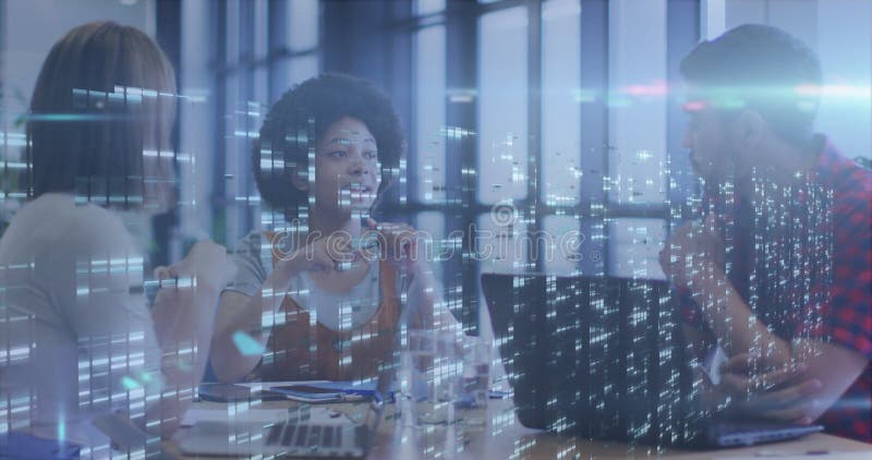 Image of Diverse Business People Talking Over Data Processing Stock ...