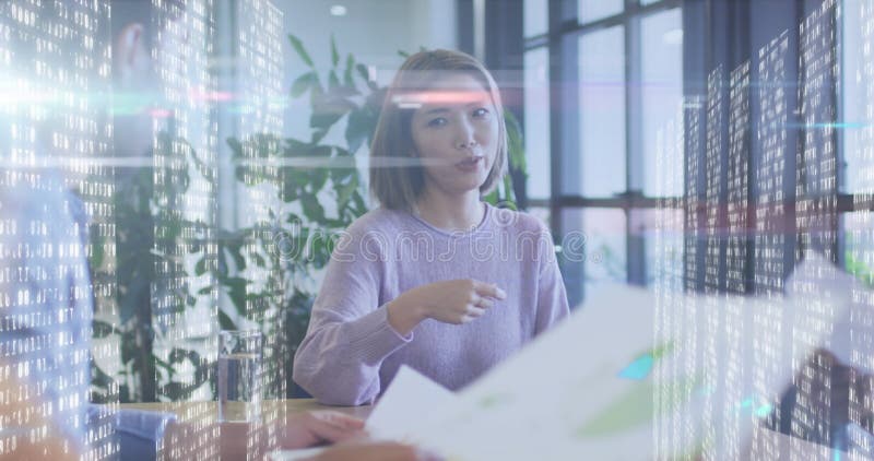 Image of Diverse Business People Talking Over Data Processing Stock ...