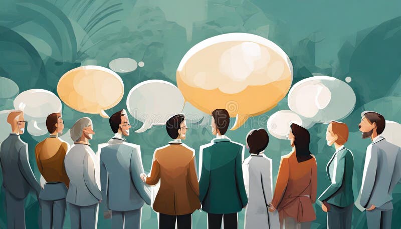 Image of a Diverse Business Team with Empty Speech Bubbles Engaging in ...