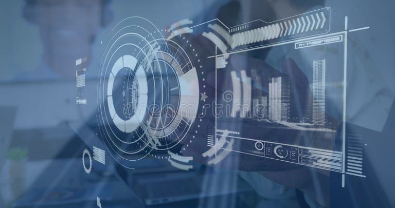 Image of Diverse Data on Digital Screen Over Hands of Businesspeople ...