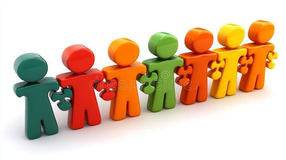 The Image of a Diverse Group of Stylized Figures Encircling a Jigsaw ...