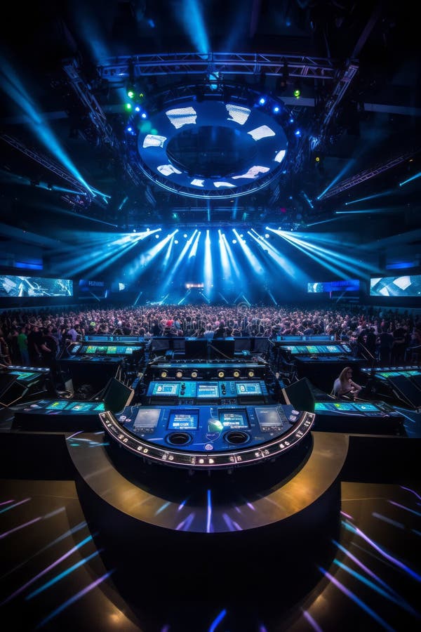 An Image of a DJ Booth Surrounded by an Impressive Stage Setup, Complete with LED Screens and ...