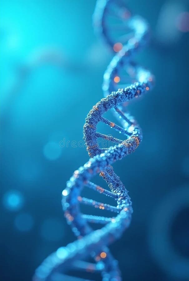 Image DNA Double Helix Model with a Blue Gradient Background Stock ...
