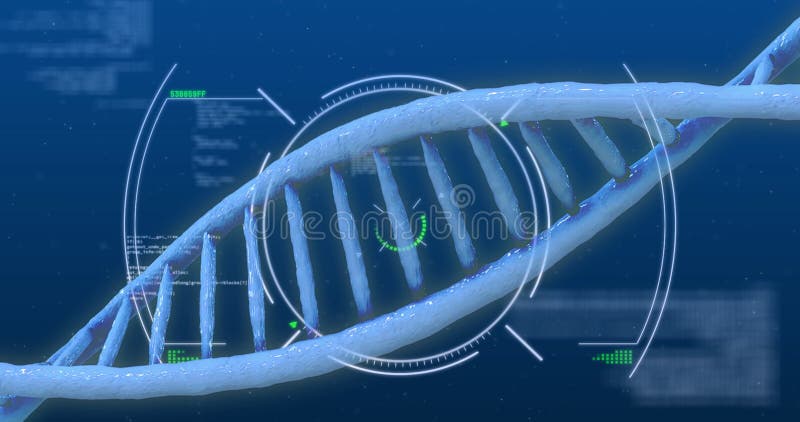 Image of Dna Helix and Digital Scanning Over Computer Language Stock ...