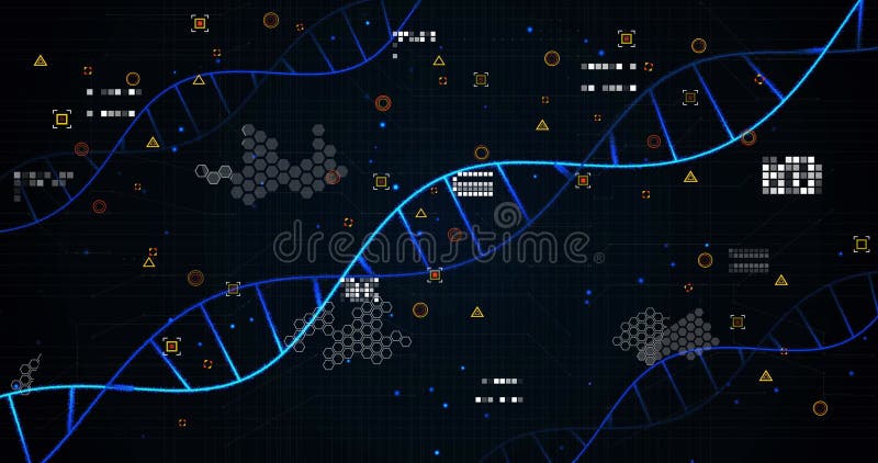Image of Dna Network of Connections and Dna Strands on Black Background ...