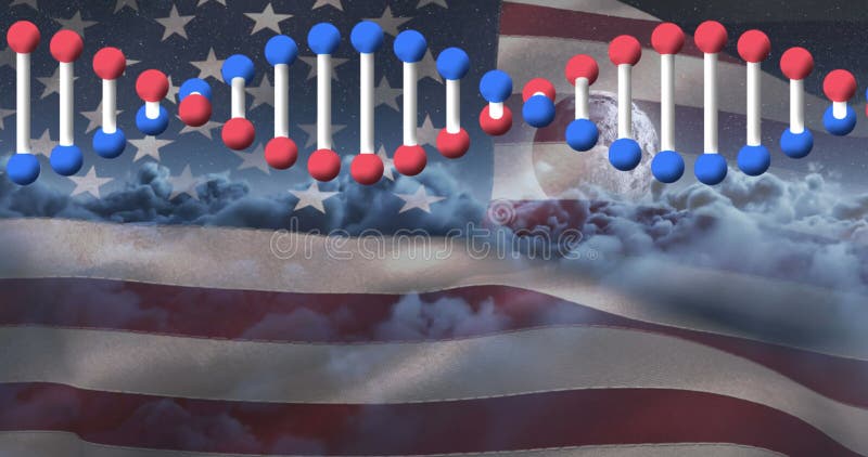 Image of Dna Over American Flag and Clouds Stock Photo - Image of ...