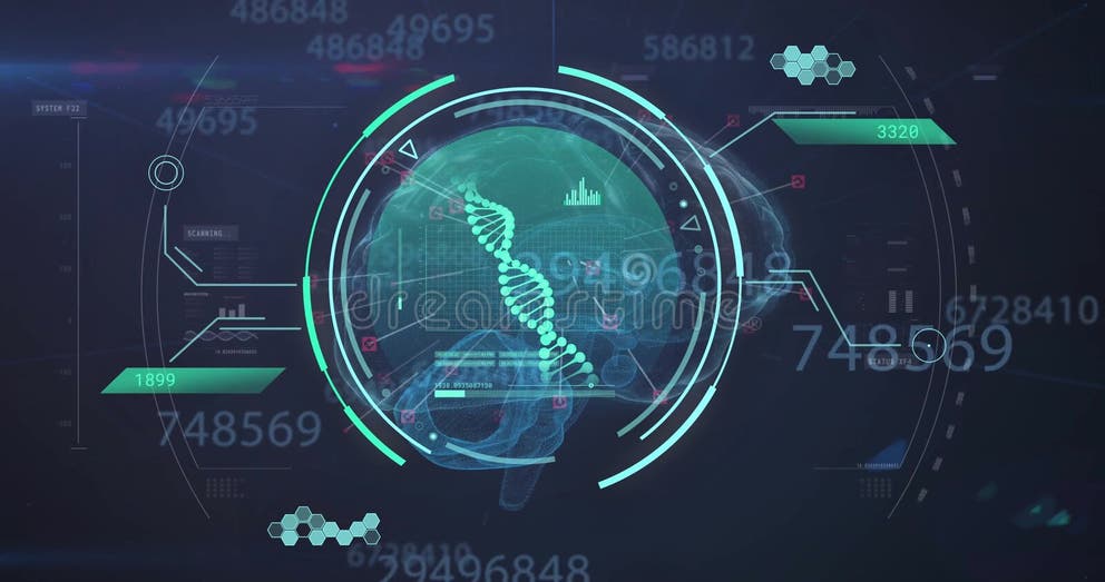 Image of Dna and Scanner Over Network and Processing Data Stock Image ...
