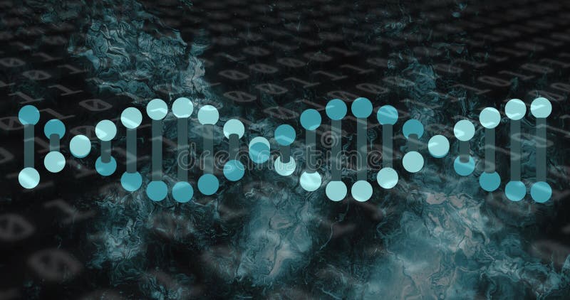 Image Of Dna Strand With Binary Coding Data Processing Stock
