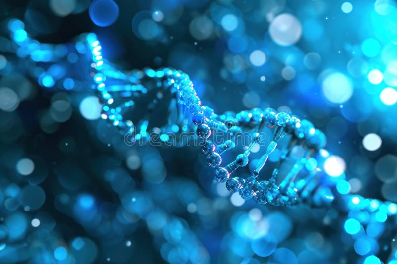 An Image of Dna Strand with Blue Lights Stock Image - Image of science ...
