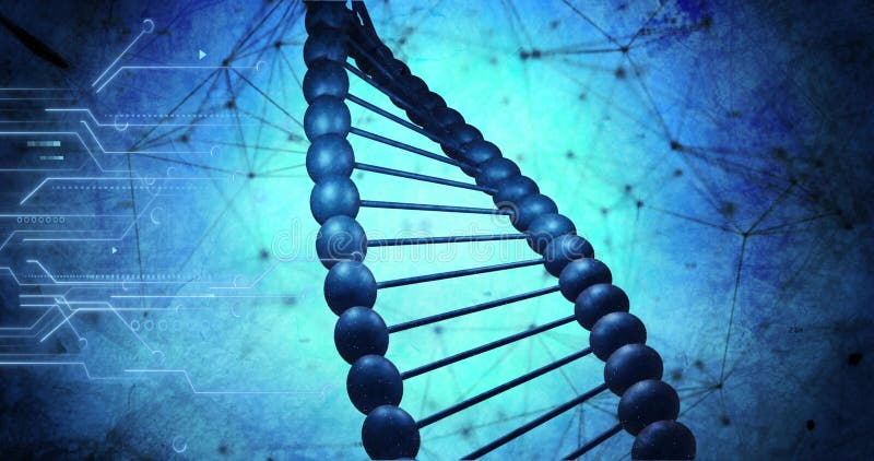Image of Dna Strand and Connections on Blue Background Stock ...