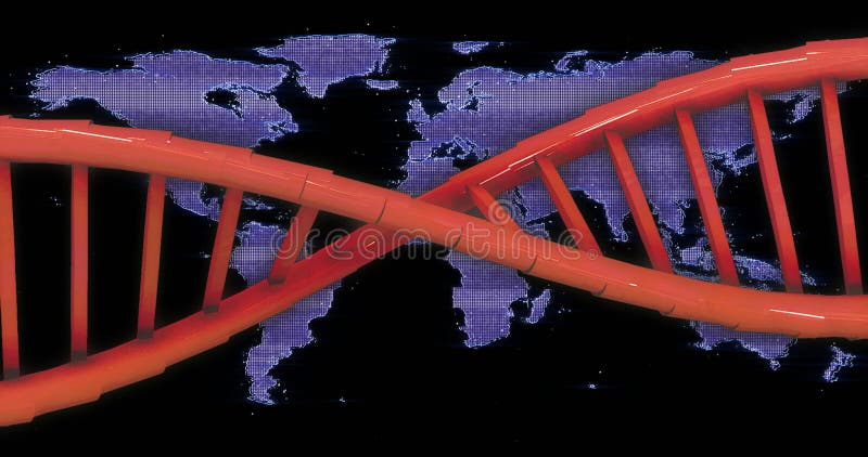 Image of Dna Strand and Data Processing Over World Map Stock ...