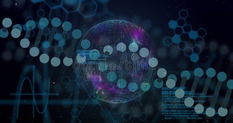 Image of Dna Strand and Digital Data Processing Over Globe Stock ...