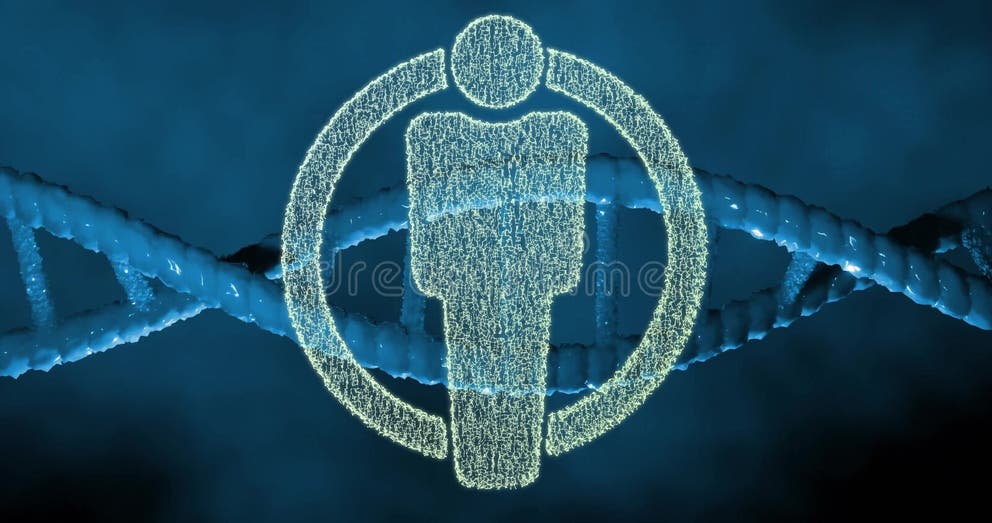 Image of Dna Strand and Man Icon on Black Background Stock Illustration ...