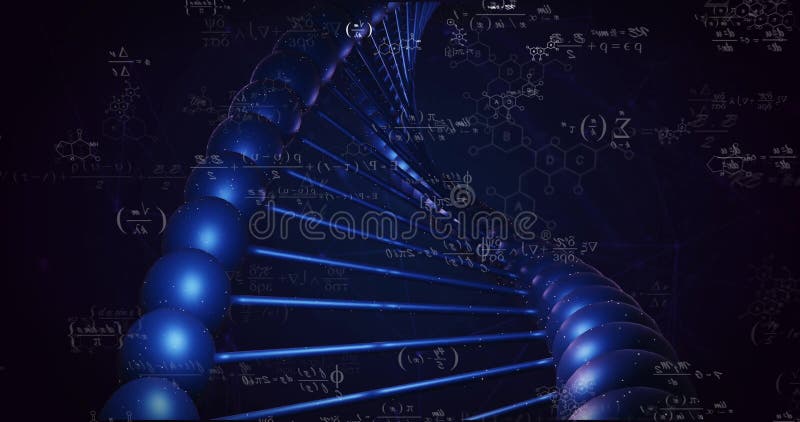 Image of Dna Strand and Mathematical Equations on Black Background ...