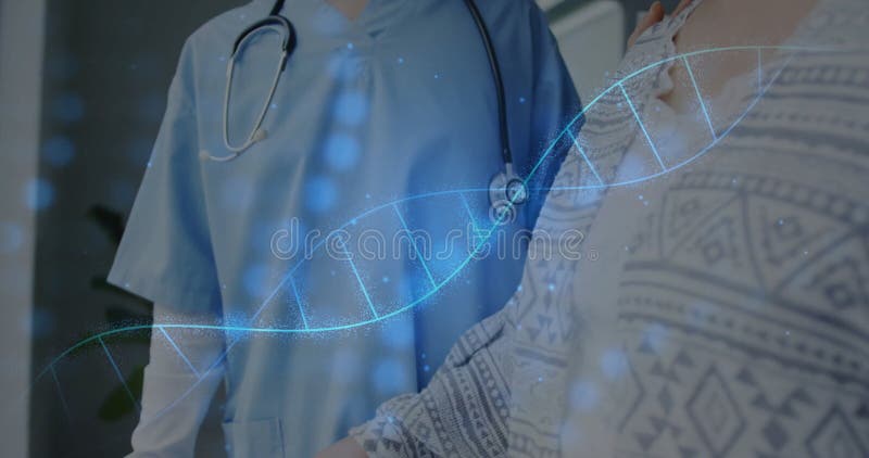 Image of Dna Strand and Medical Data Processing Over Diverse Doctor and ...