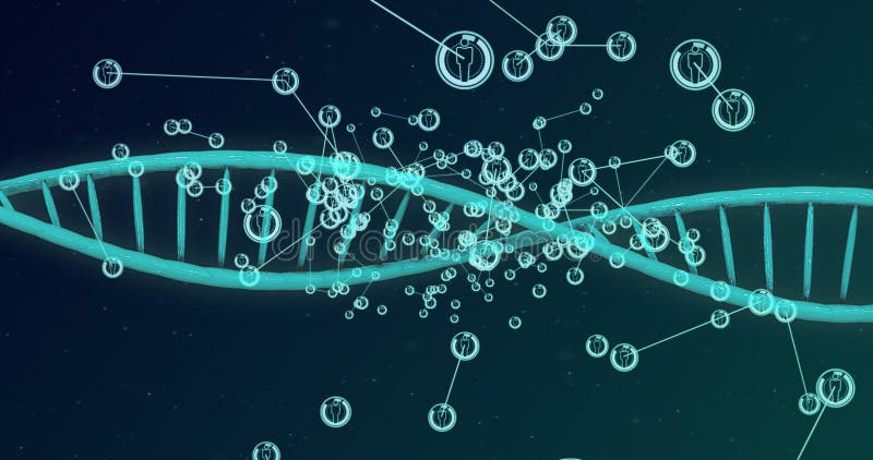 Image of Dna Strand and Network of Connections with Icons Stock ...