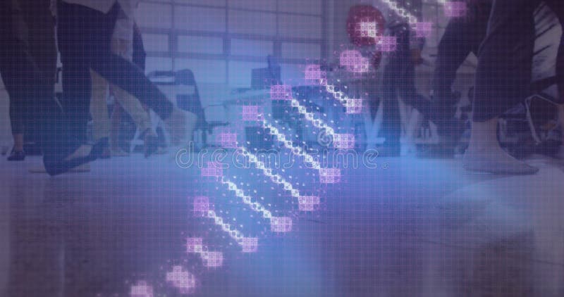 Image of Dna Strand Over Business People Walking Stock Photo - Image of ...