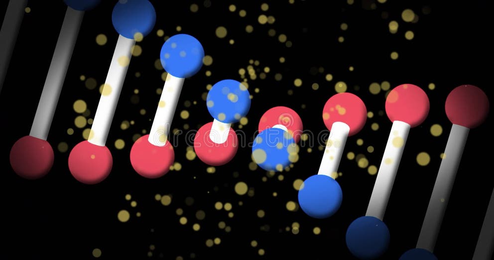 Image of Dna Strand Over Moving Spots Stock Illustration - Illustration ...