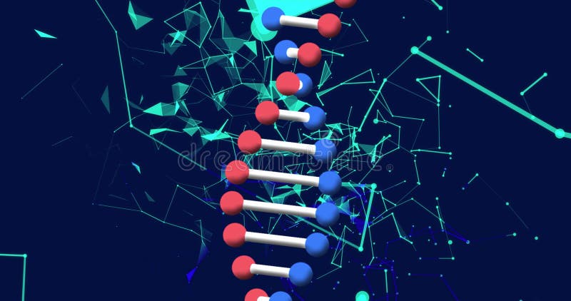 Image of Dna Strand Over Network of Connections on Black Background ...
