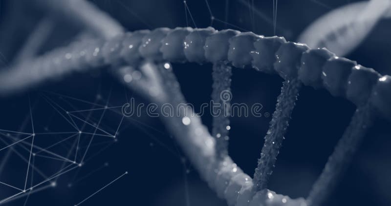 Image of Dna Strand Over Network of Connections on Blue Background ...