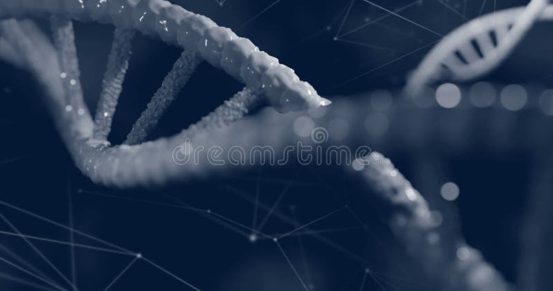 Image of Dna Strand Over Network of Connections on Blue Background ...